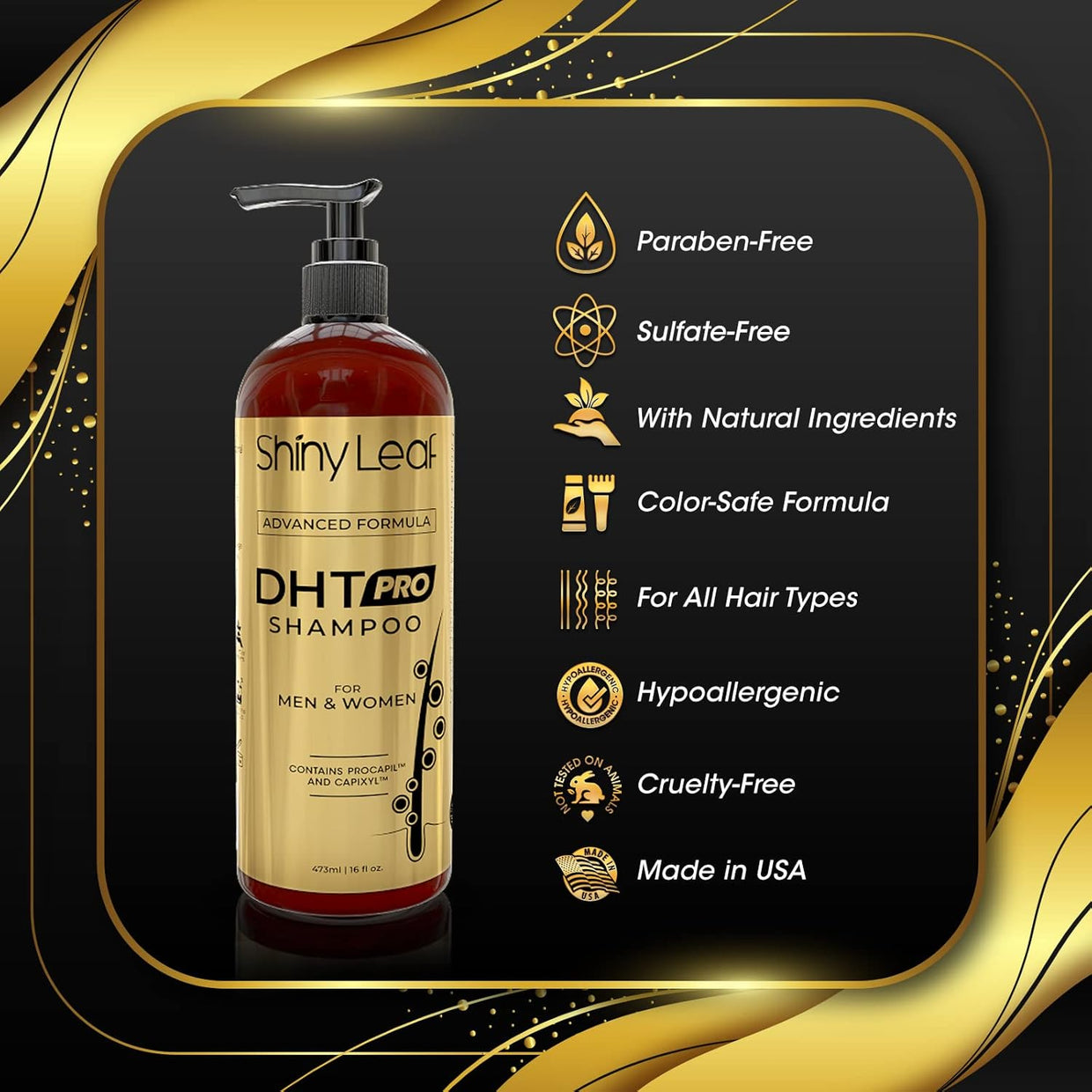 DHT Pro Shampoo for Hair Loss & Thinning Strands | Shiny Leaf