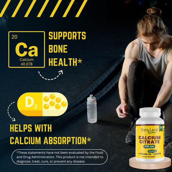 Calcium Citrate With Vitamin D3 - 120 Unflavored Mini 600mg Tablets 30 ...