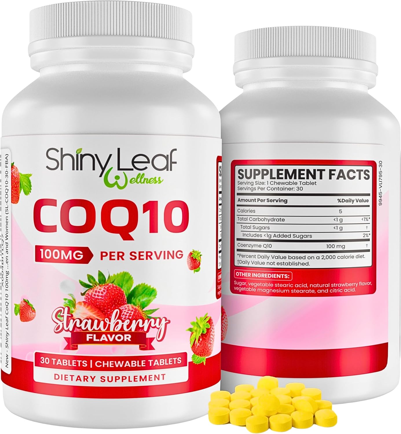 COQ10 100mg Fast-Absorbing, Coenzyme Q10 Strawberry Chewable Tablets ...
