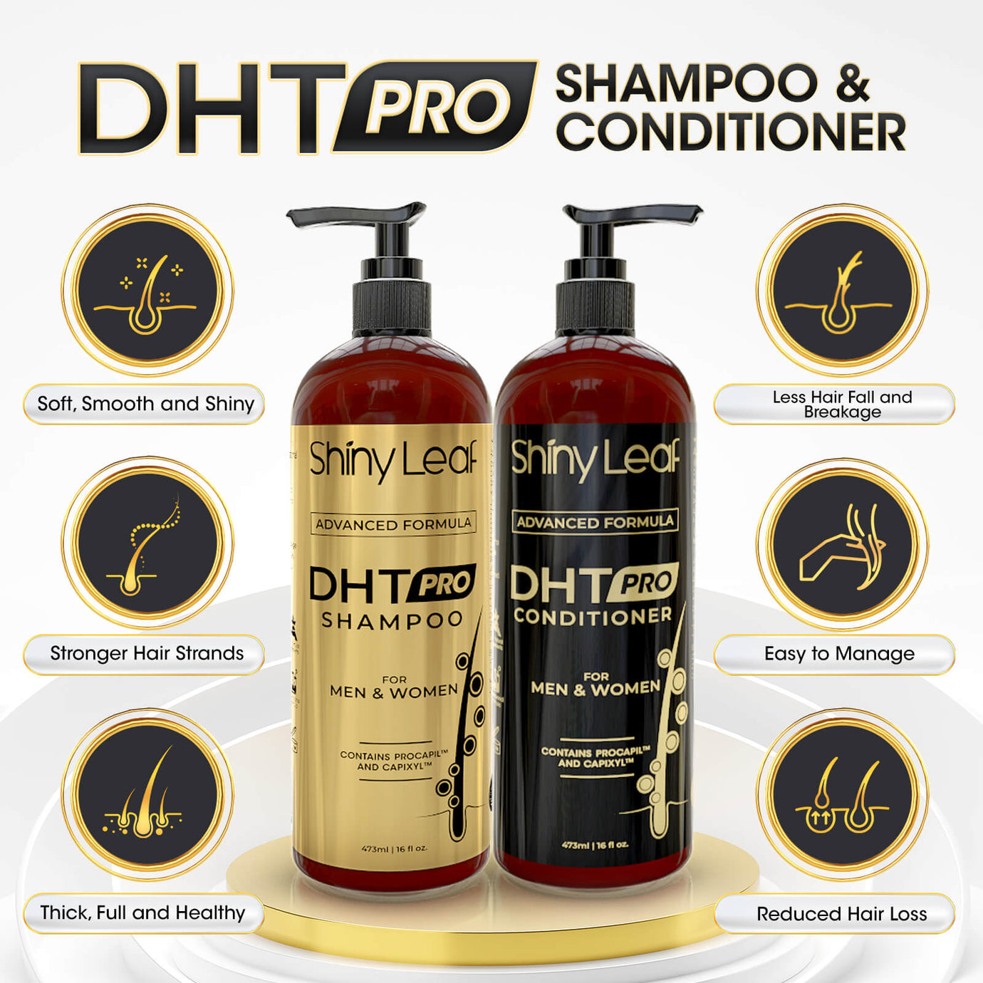 DHT Pro Shampoo and Conditioner | Shiny Leaf